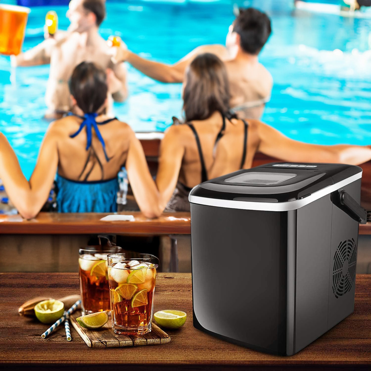 Compact 9-Cube Ice Maker | 26lbs/24hrs | 2 Ice Cube Sizes | 9-min Ready - Texas Outlet