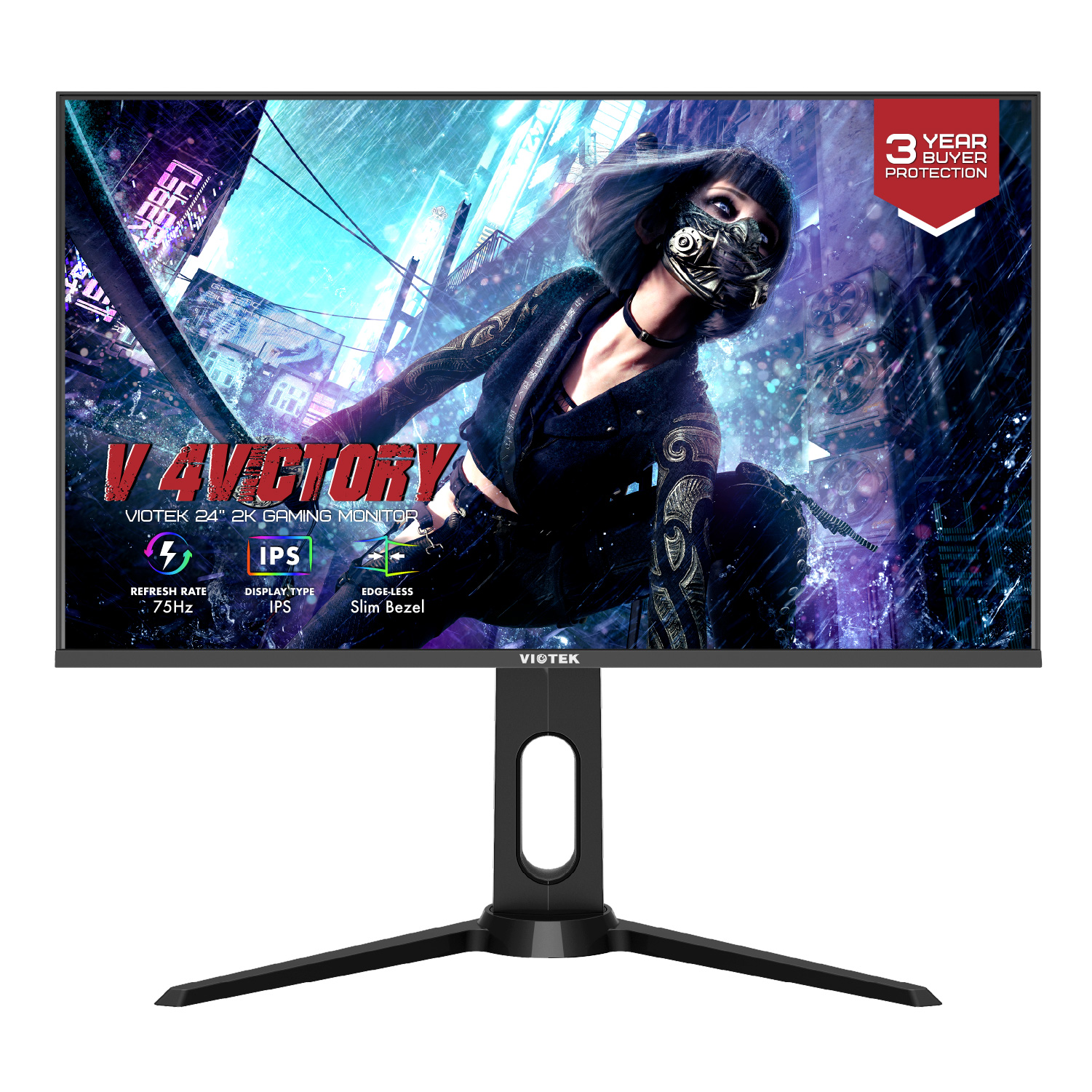 VIOTEK 24 Inch 2560 x 1440p 2K IPS Gaming Monitor 75Hz 5ms FreeSync & G ...