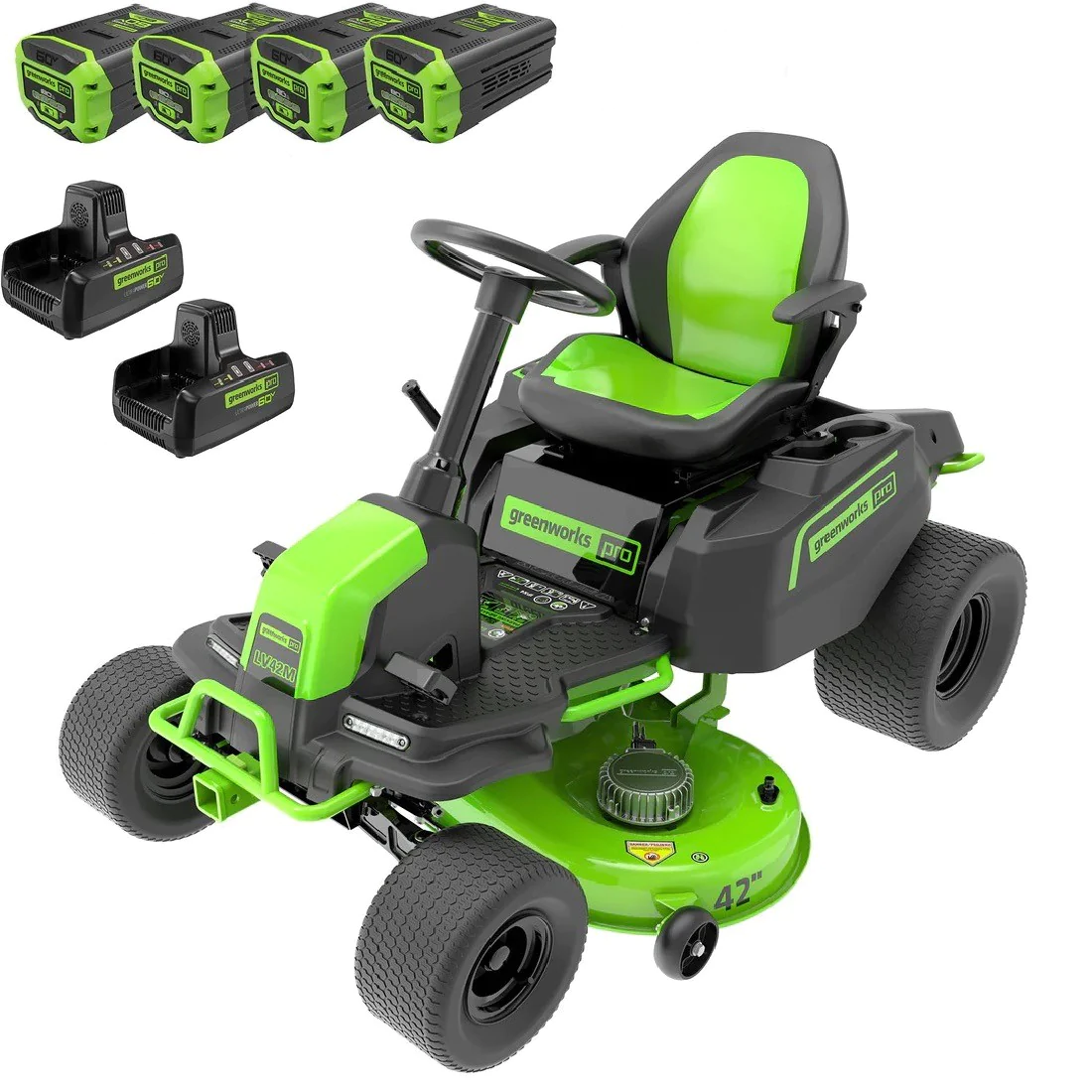 Greenworks 60V 42" Cordless Battery CrossoverT Riding Lawn Mower w ...