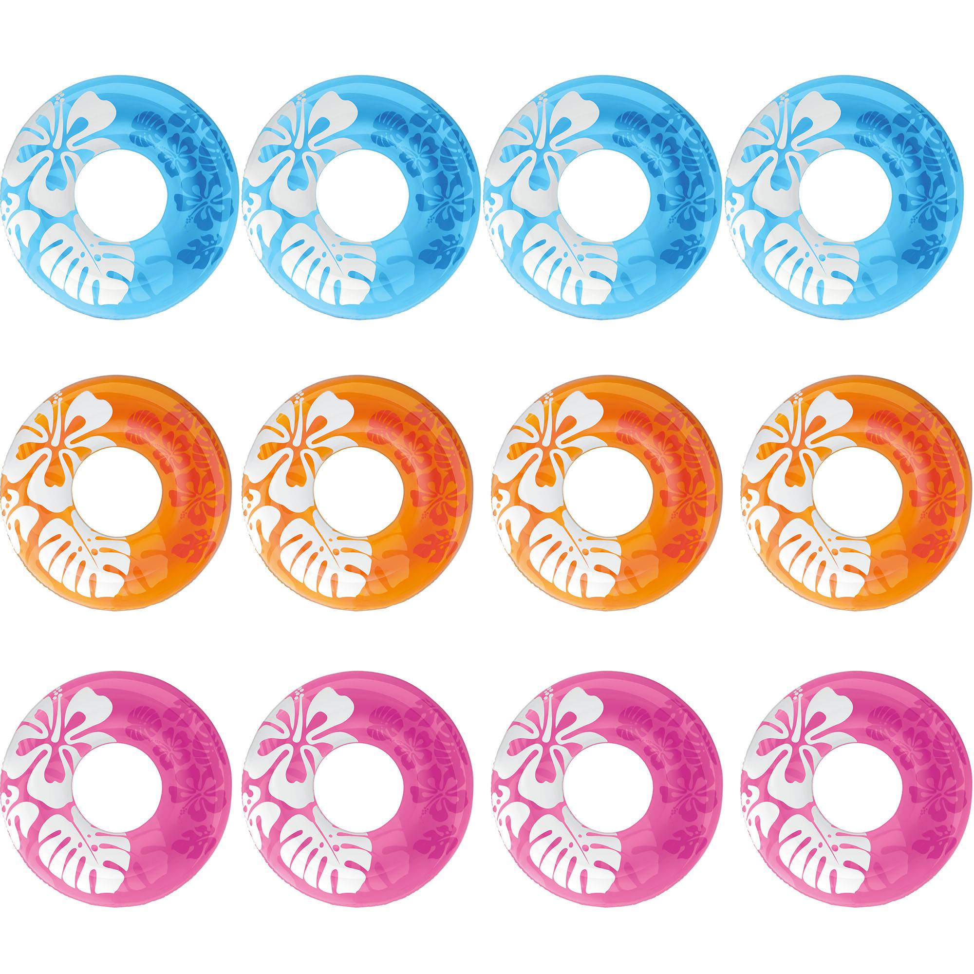 Intex Colorful Transparent Inflatable Swimming Pool Tube Raft (12 Pack ...