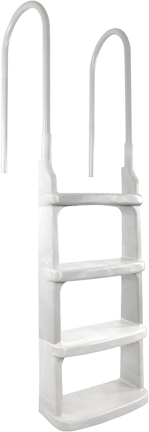 Easy Incline White Pool Deck Ladder for 48 to 54 Inch Above Ground ...