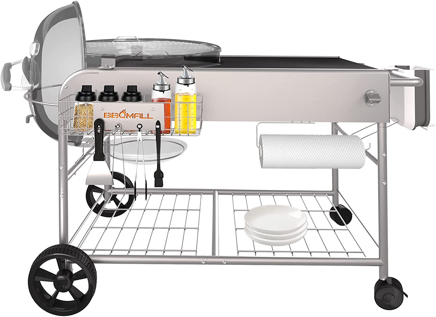 Hisencn Grill Stand Cart for Weber Kettle 22"&18" Charcoal Grills ...