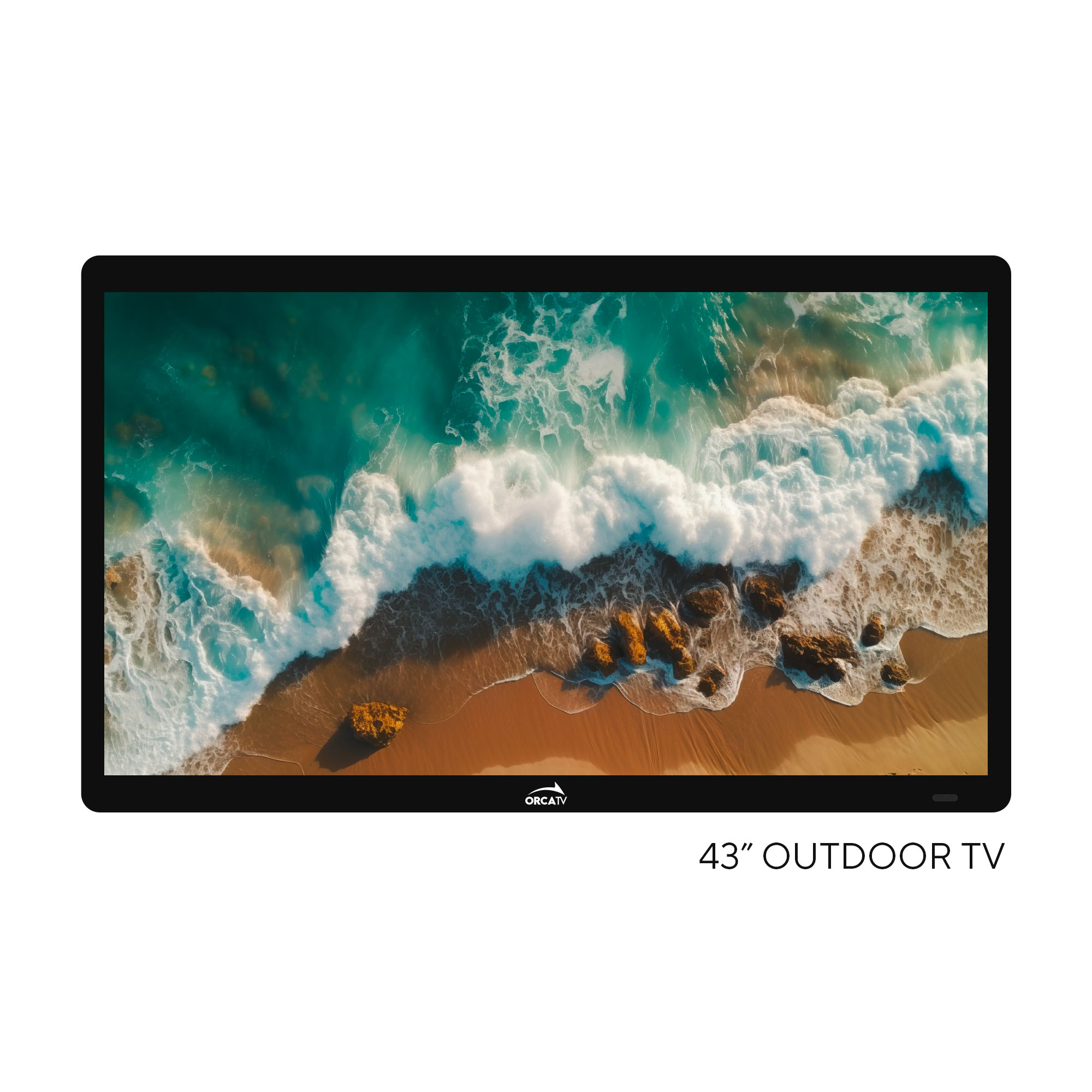 OrcaTV 43" 4K UHD LED Partial Sun Outdoor TV + Wall Mount, IP54 ...