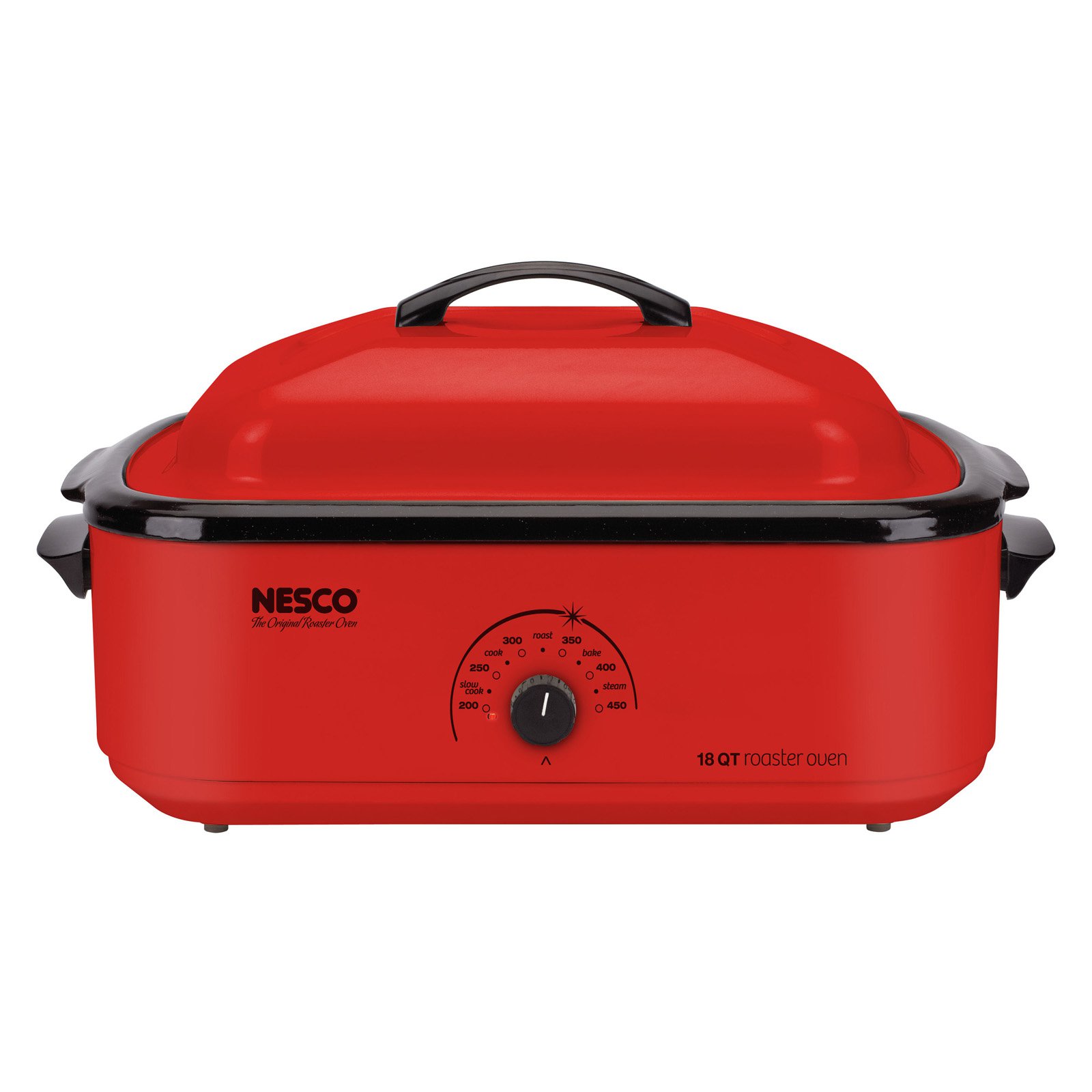 NESCO 4818-12 18-Quart Porcelain Roaster Oven (Red) - Texas Outlet