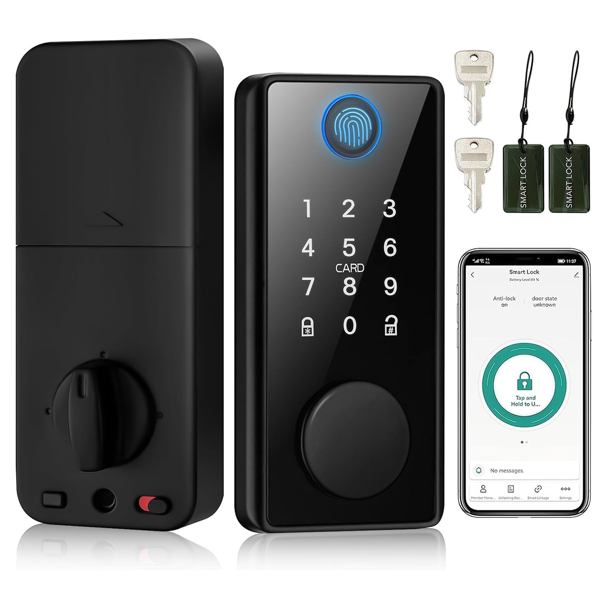 BLUELK Smart Lock Bolt with Fingerprint, IC Card, Passcode, Keys Unlock ... BLUELK Smart Lock Bolt with Fingerprint, IC Card, Passcode, Keys Unlock ...