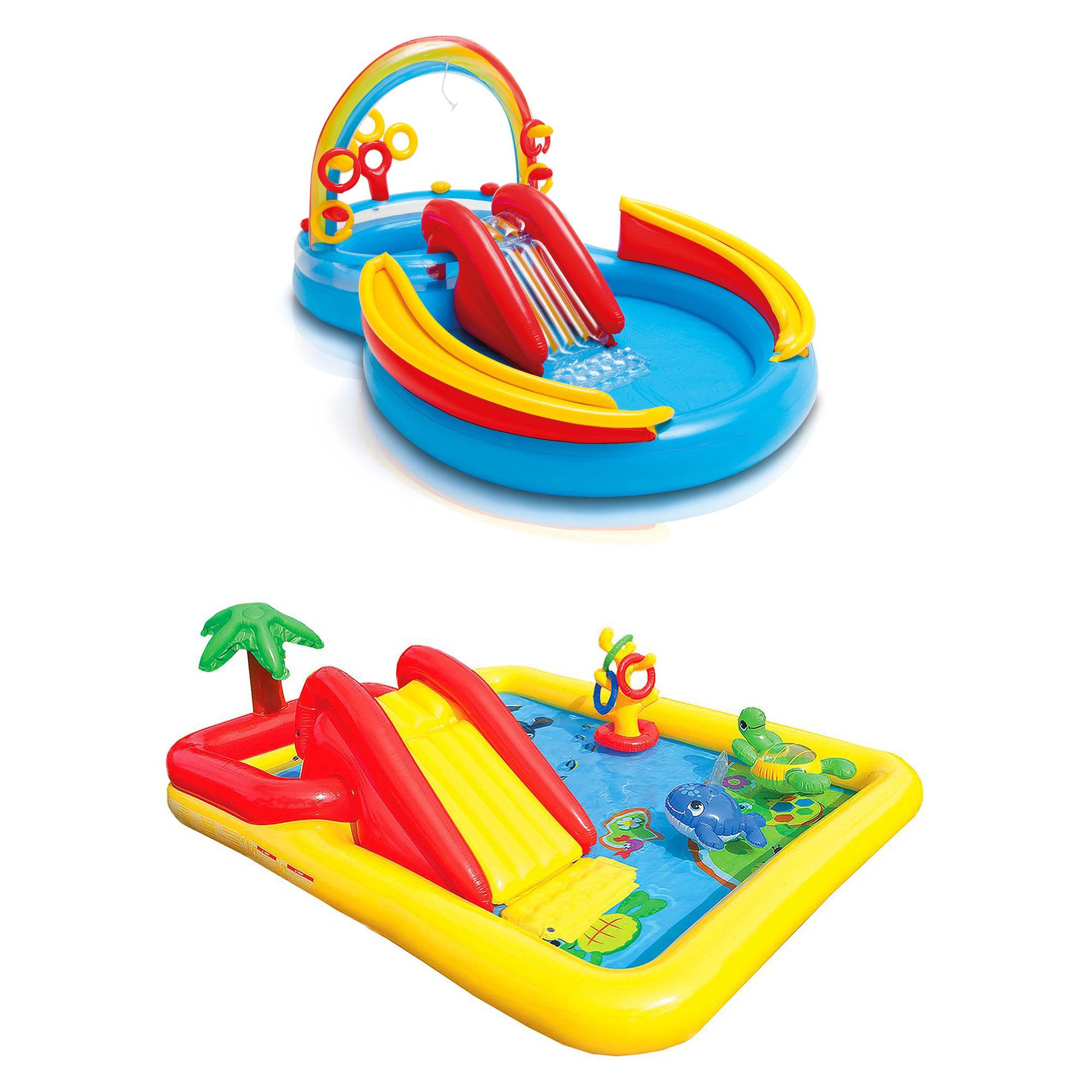 Intex 9.75ft x 6.33ft x 53in Inflatable Rainbow Play Pool and Ocean ...