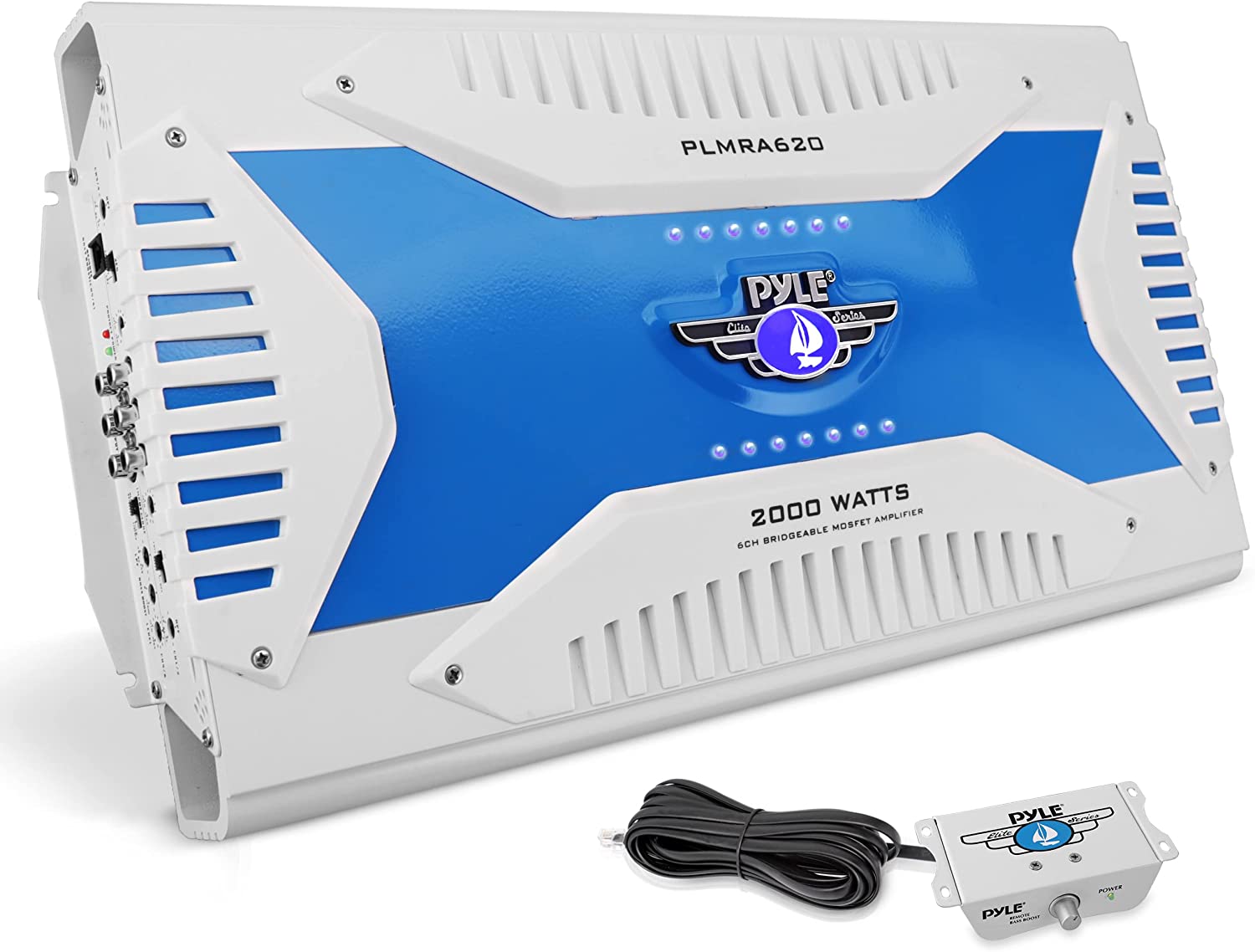 Pyle Hydra PLMRA620 Marine Amplifier, 2000 W PMPO, 6 Channel, Class AB ...