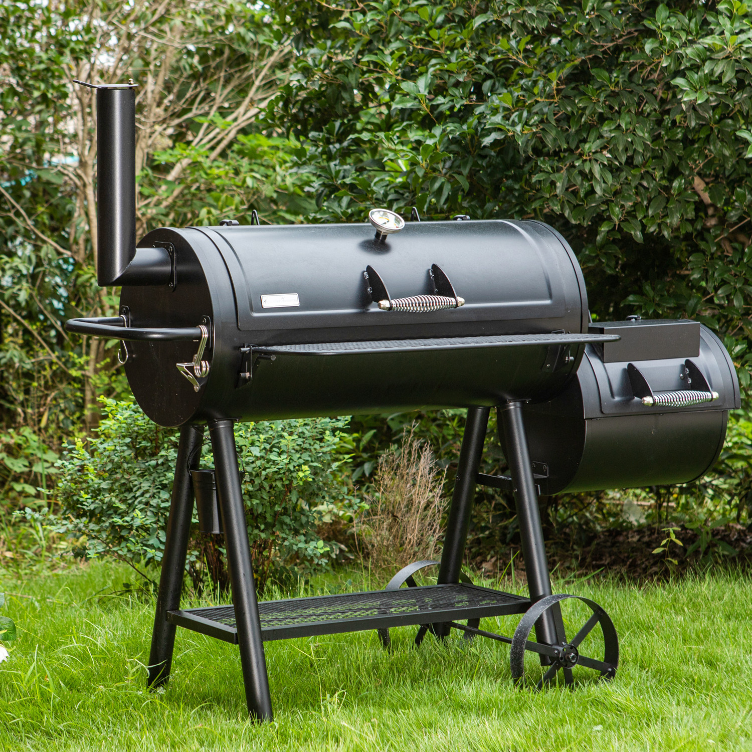 MF Studio Charcoal Grill with Offset Smoker 941 sq.in. Extra Large BBQ ...