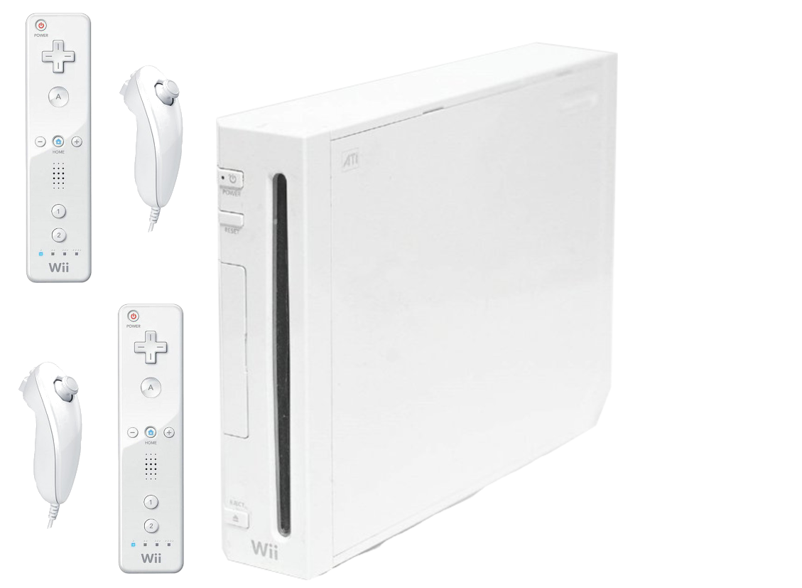 White Wii Console System Bundle 2 Sets of Controllers - Used ...