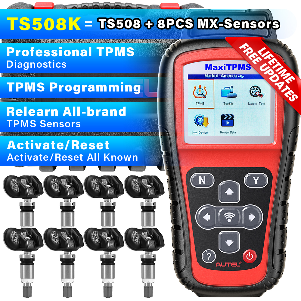 Autel Maxitpms Ts508k Tpms Relearn Tool Activaterelearnprogram Mx Sensors With 8 Metal Mx