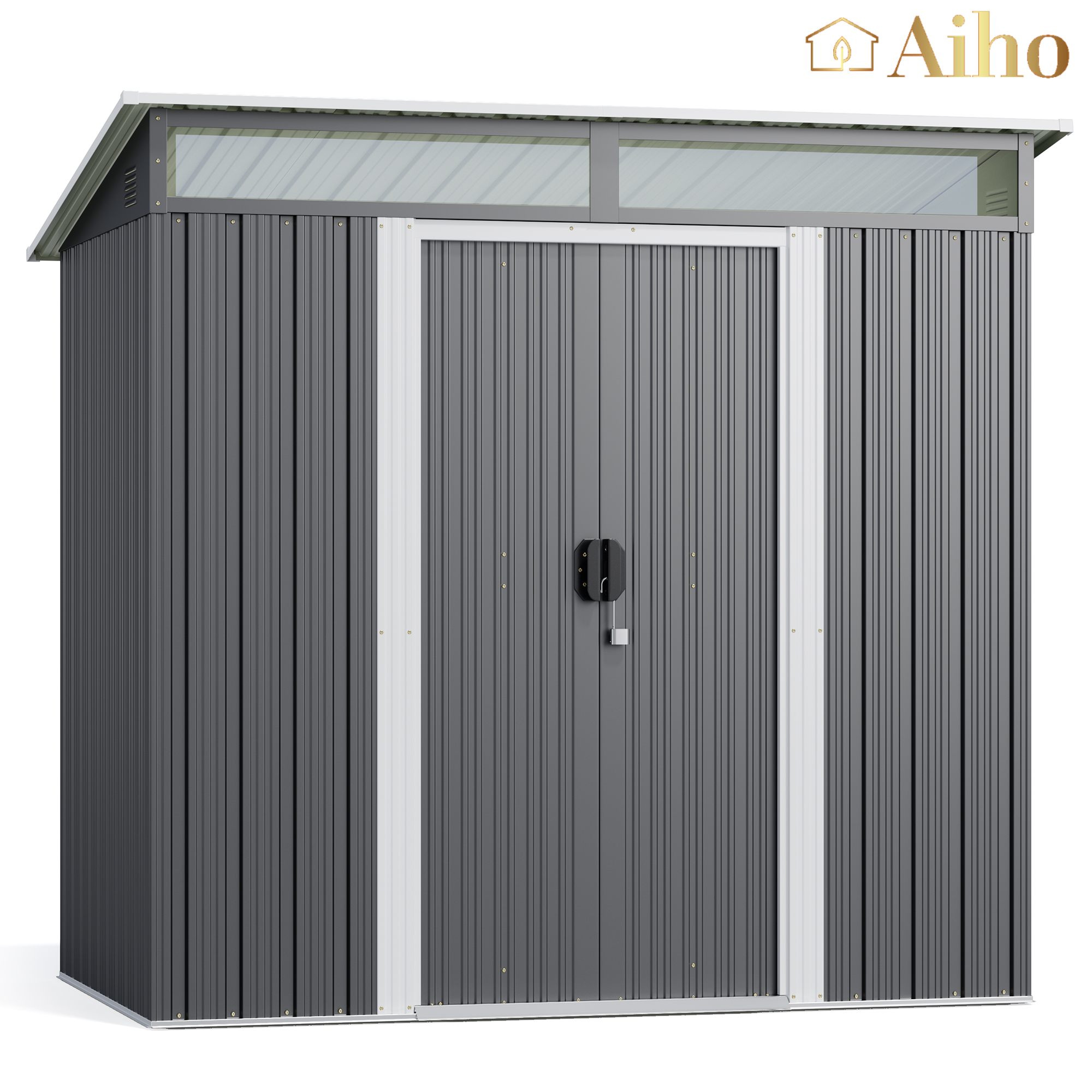 Aiho 6 x 4 FT Outdoor Storage Shed with Sliding Double Doors for Garden ...