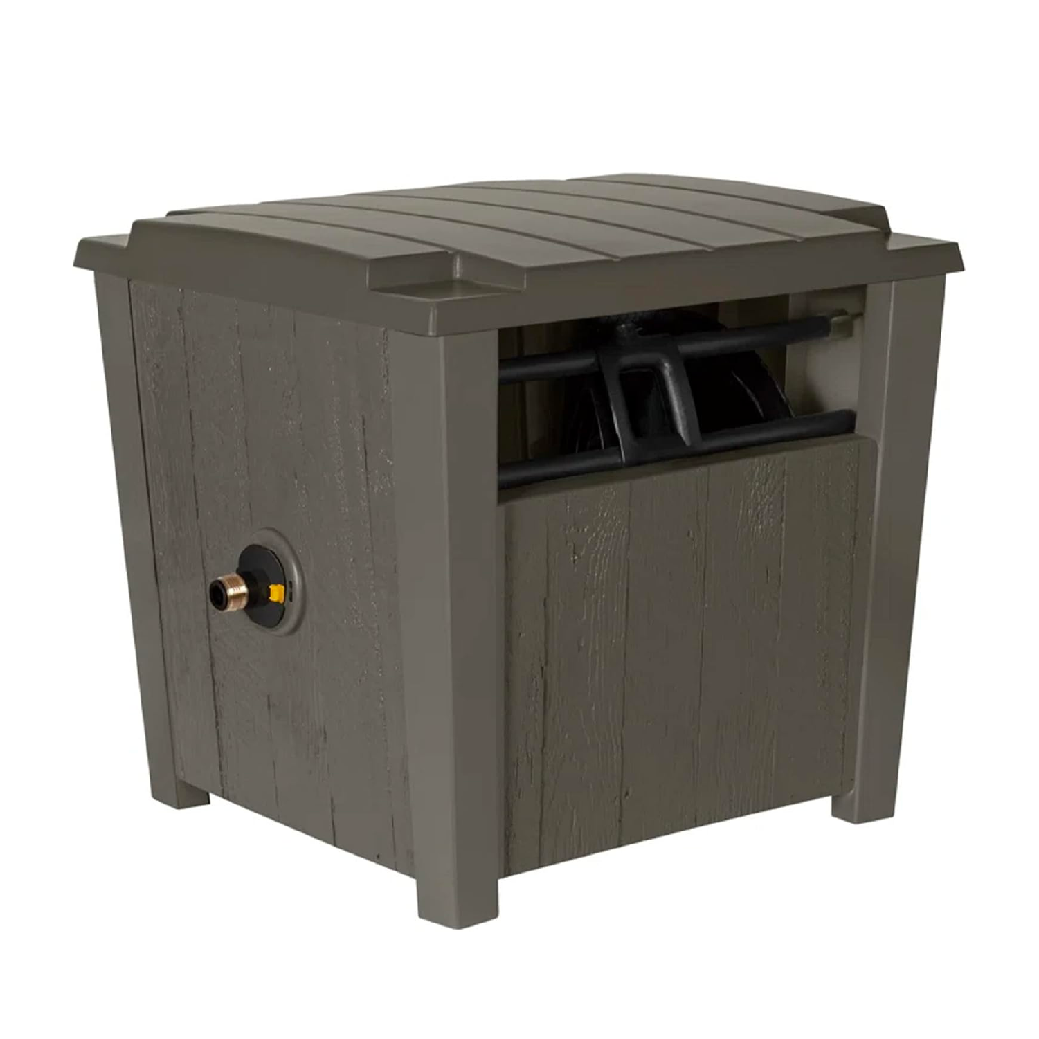 Suncast Farmington Hideaway Outdoor Garden Hose Storage Pot, Stoney ...