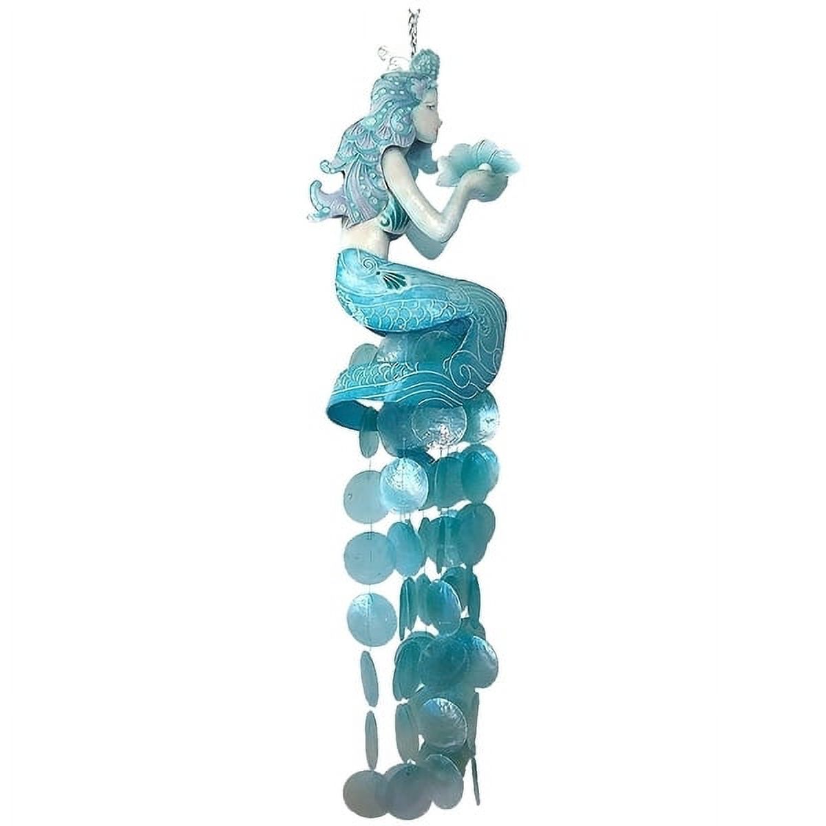 Capiz & Metal Art Large Mermaid Wind Chime Blue/Light Blue 36x10x5 ...