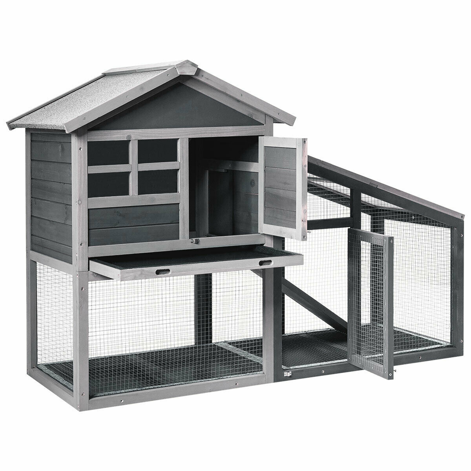 Gymax 58'' Wooden Rabbit Hutch Large Chicken Coop Weatherproof Indoor ...