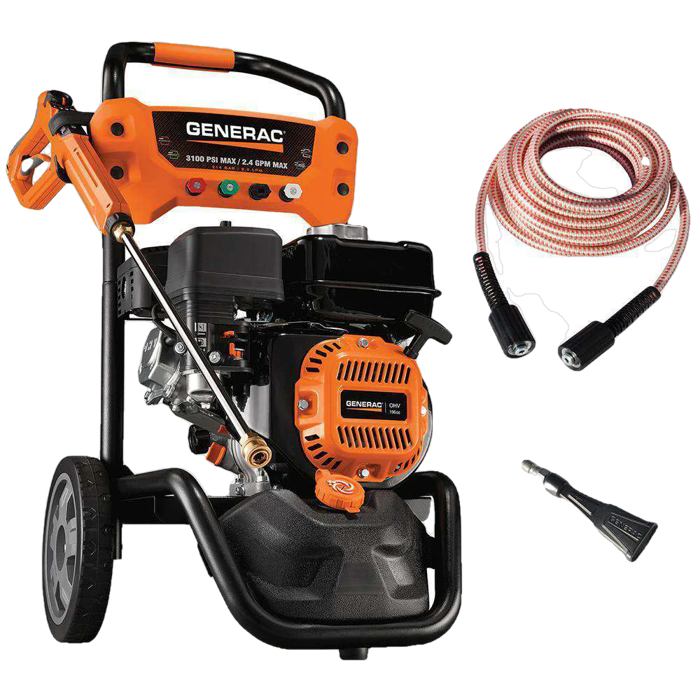 Generac 3,100 PSI 2.4 GPM OHV Engine Axial Cam Pump Gas Pressure Washer ...