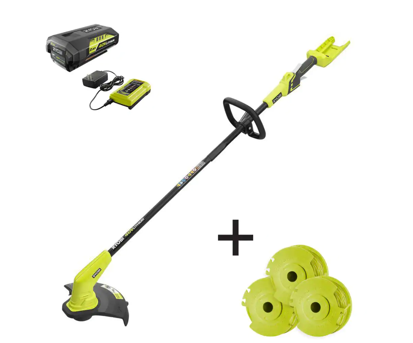 RYOBI RY40240-AC 40V 12 in. Cordless Battery String Trimmer with Extra ...