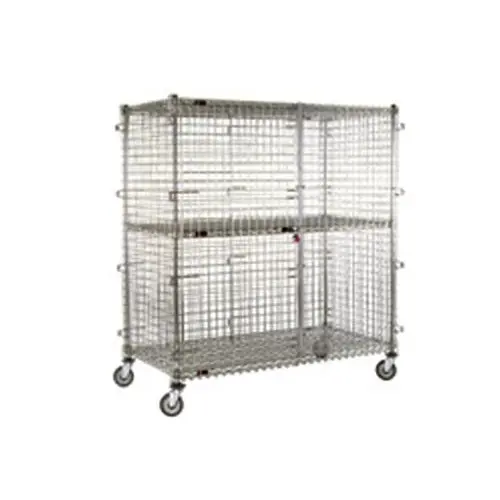 27 x 51 x 69 Chrome Mobile Security Cart w/ Double Doors - Texas Outlet