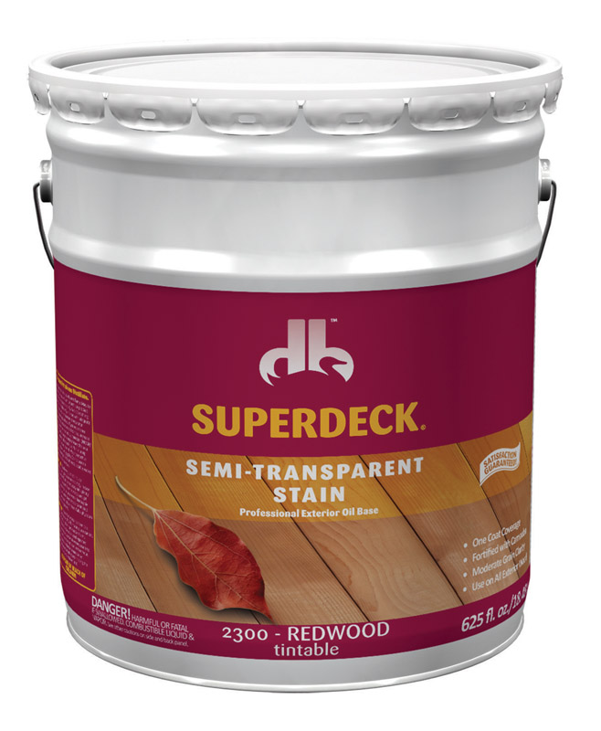 Superdeck Semi-Transparent Satin Redwood Oil-Based Wood Stain 5 gal ...
