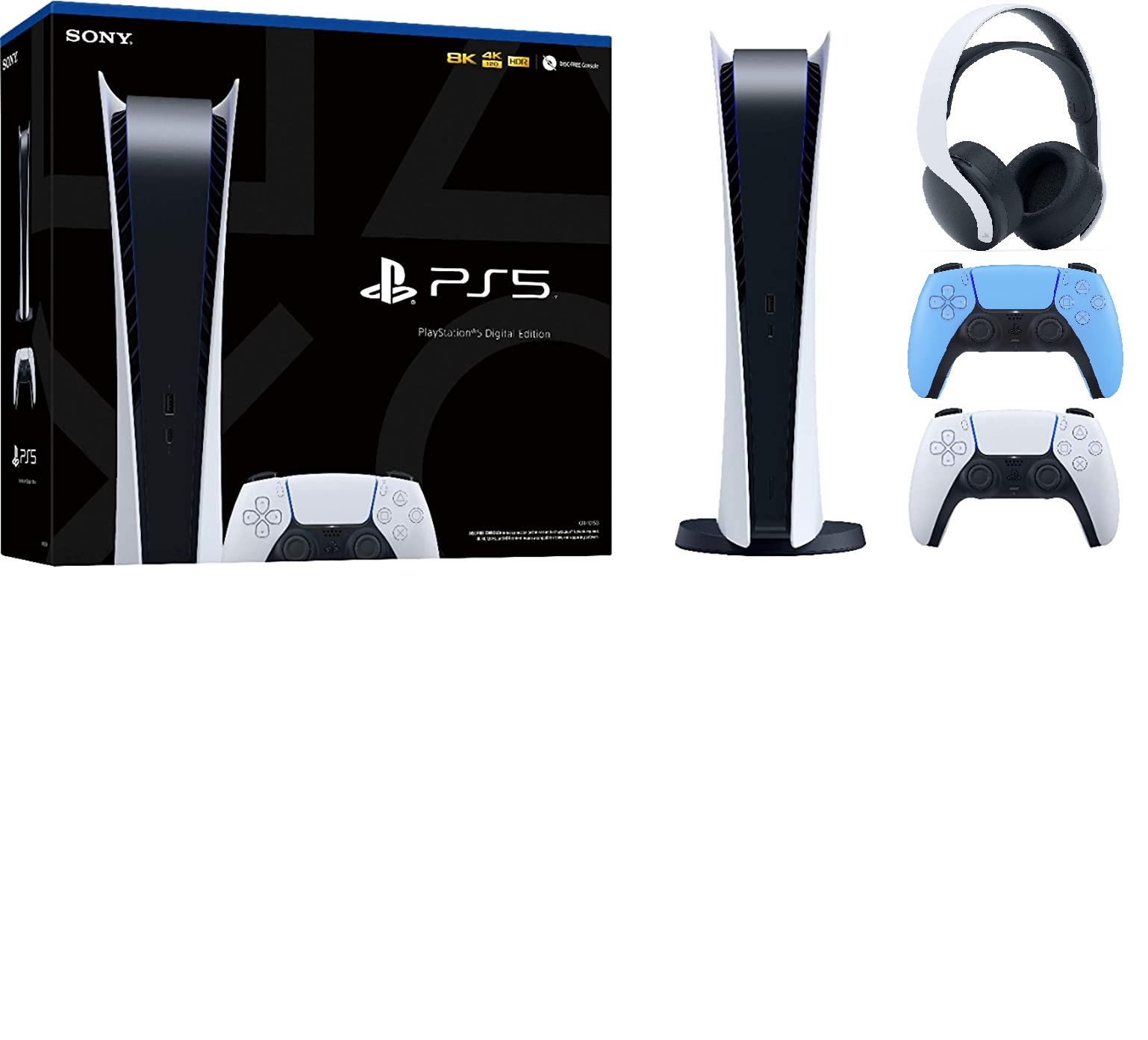 PlayStation 5 Digital Edition with PS5 Starlight Blue DualSense ...