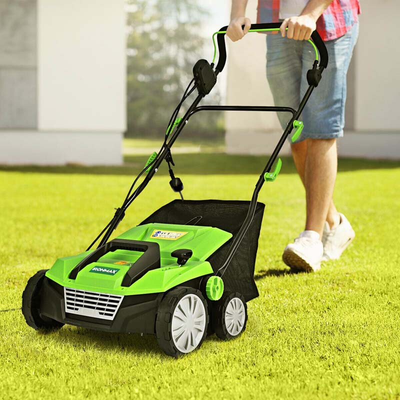 2-in-1 Electric Lawn Dethatcher & Scarifier with Folding Handle, 13 Amp ...