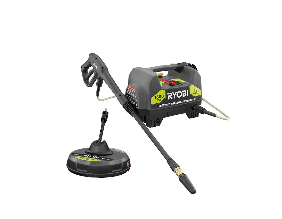 RYOBI 1600 PSI 1.2 GPM Electric Pressure Washer with 12 in. Surface ...