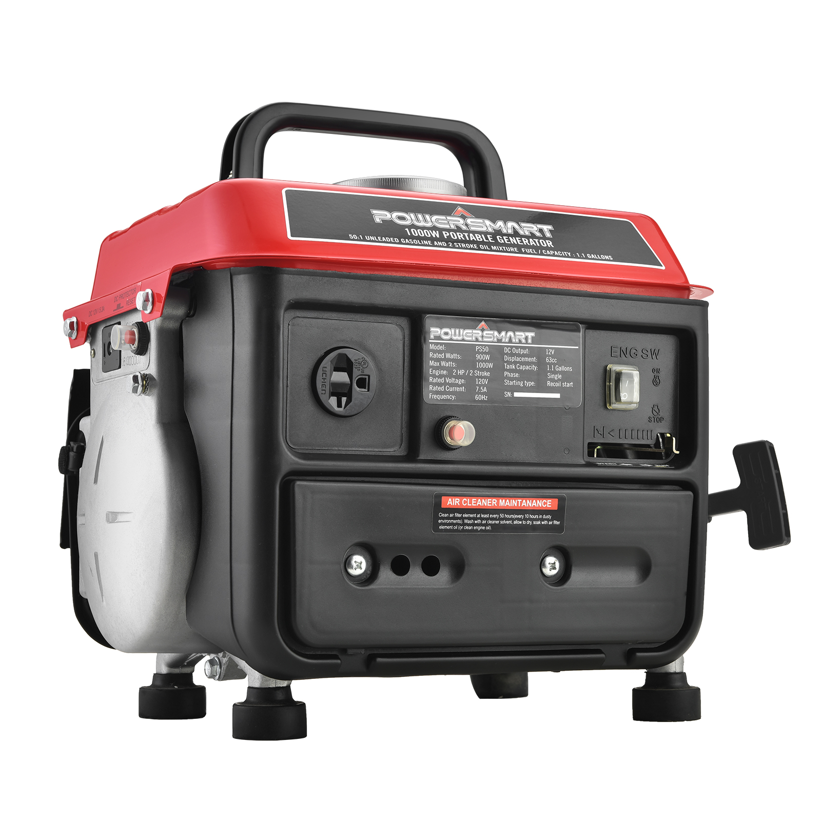 PowerSmart 1200W Portable Generator, Inverter Generator, Gasoline ...
