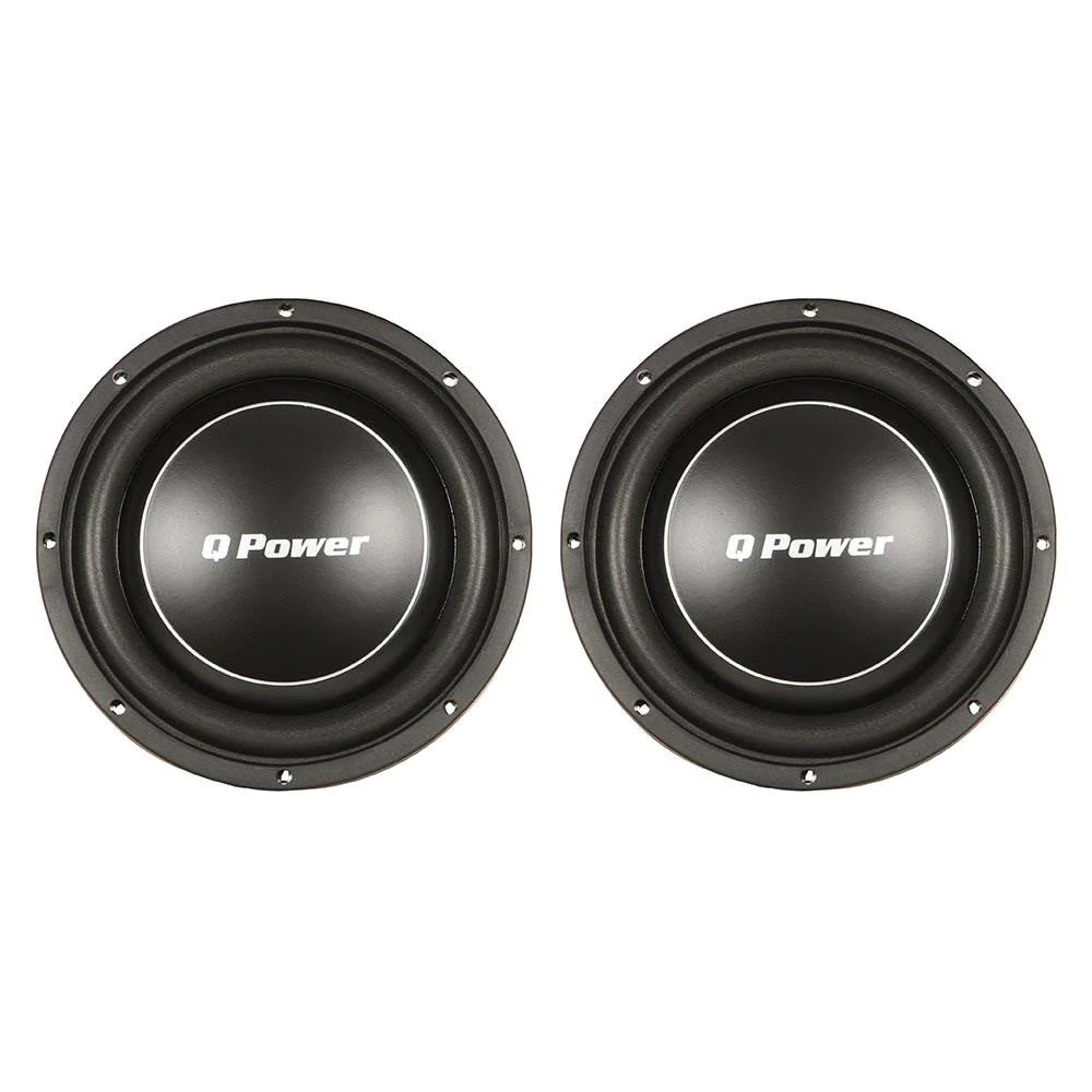 Q Power Deluxe 10 Inch Shallow Mount 1000 Watt Flat Car Subwoofer (2 ...