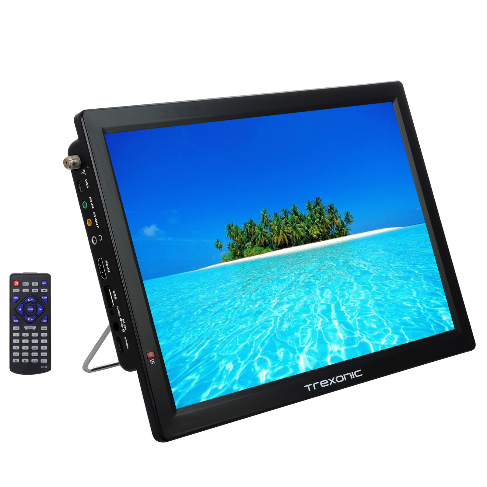Trexonic Portable Rechargeable 14" LED TV with HDMI, SD/MMC, USB, VGA ...