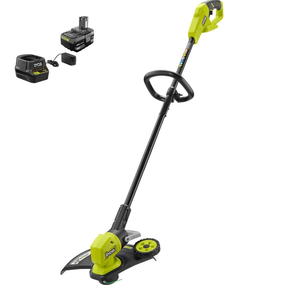 RYOBI ONE+ 18V 13 in. Cordless Battery String Trimmer/Edger with 4.0 Ah ...