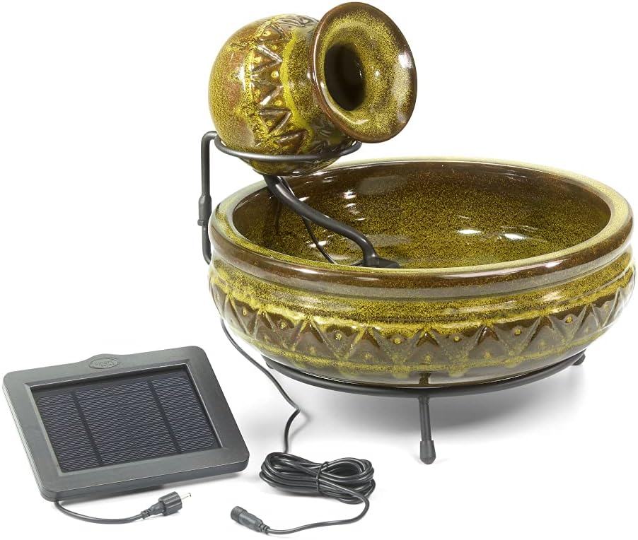 Smart Solar Cairo Style Solar Jug Green Ceramic Glaze Finish Fountain ...
