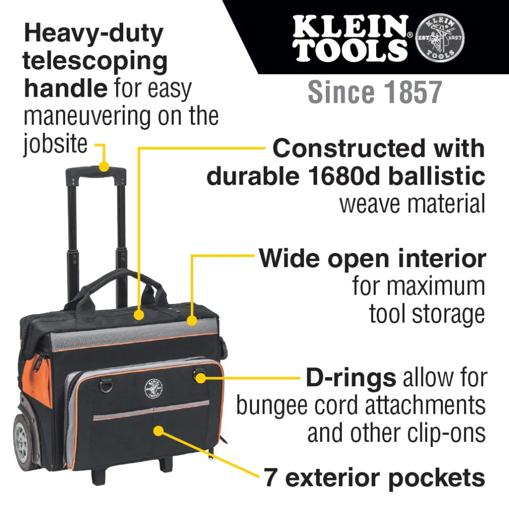 Klein Tools 55452RTB Rolling Tool Bag - Texas Outlet