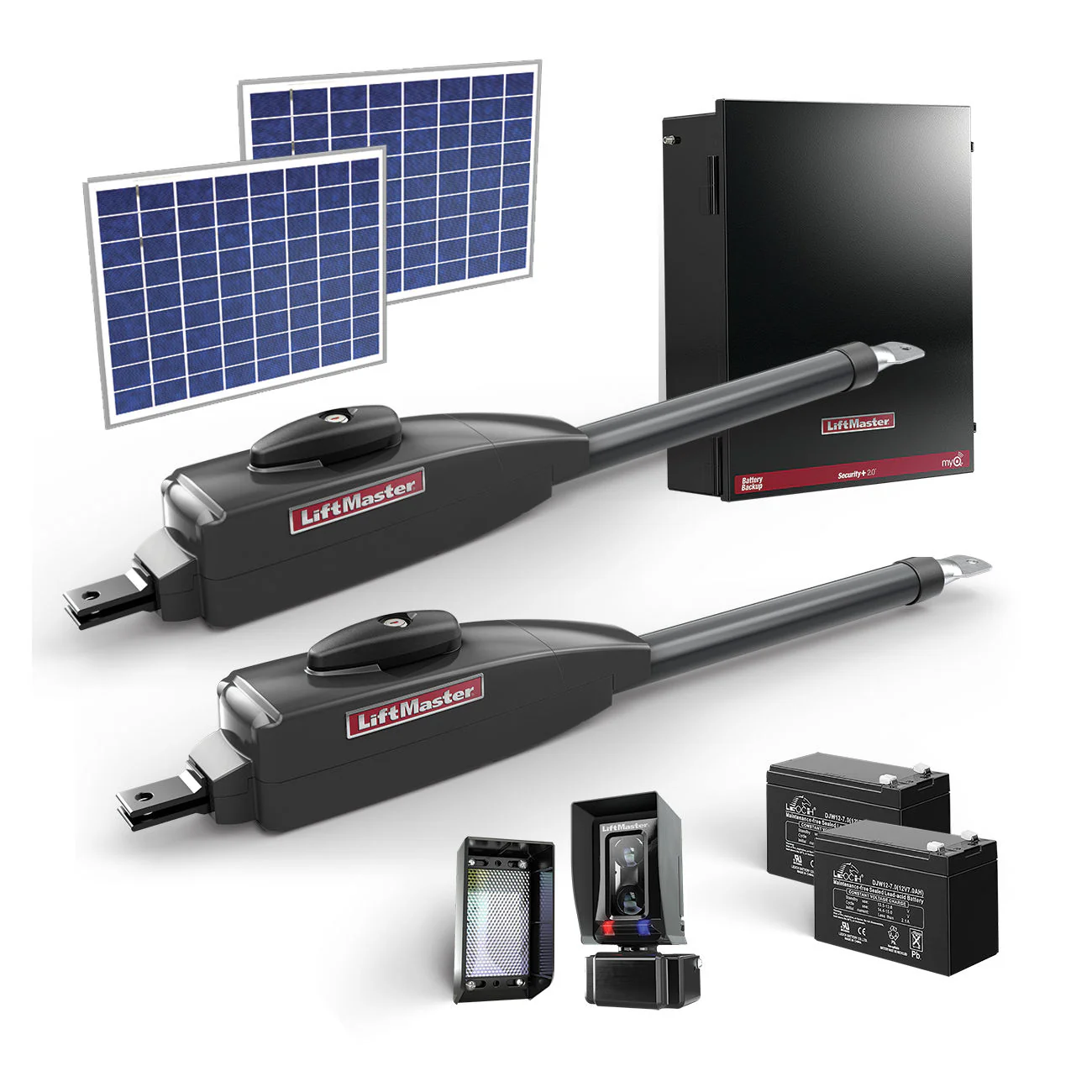 Liftmaster LA412XL20W Dual Solar Swing Gate Openers (Extra Large ...
