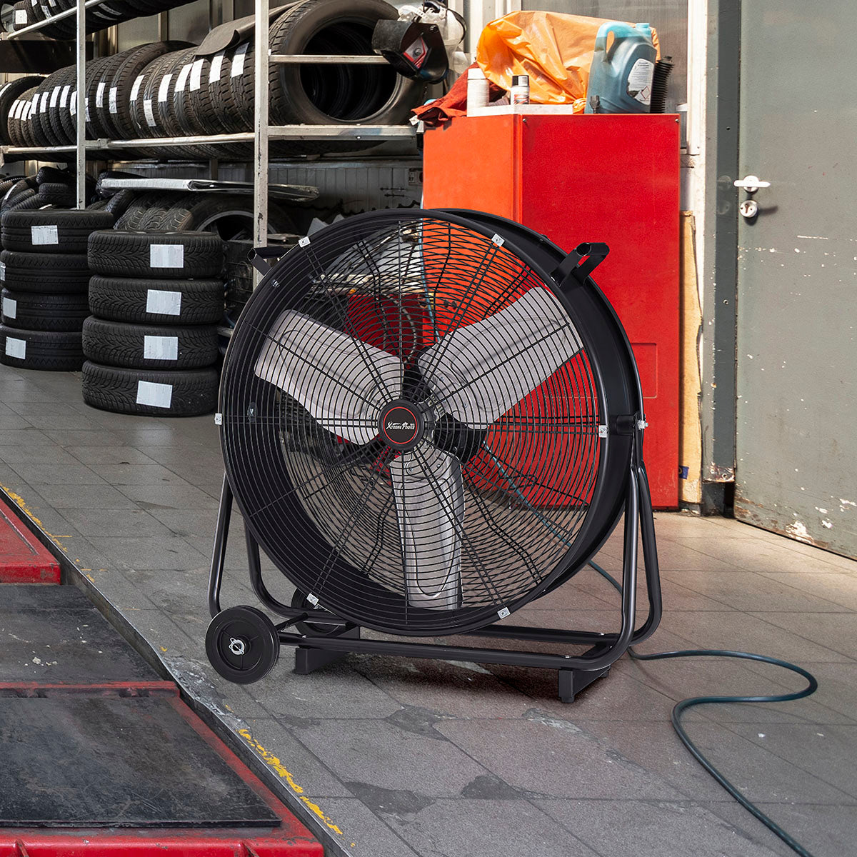 XtremepowerUS Heavy Duty 24" Shop Fan Drum Rolling Adjustable 2-Speed ...