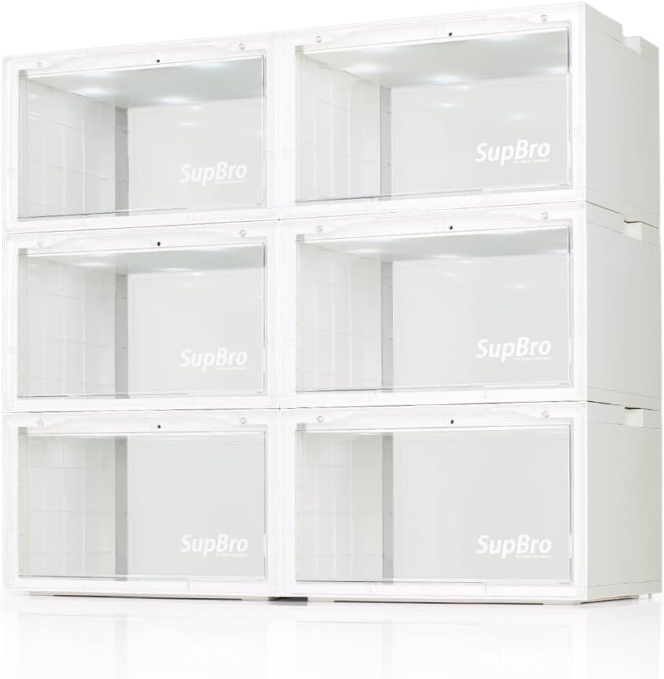 SupBro Led Collection Crate - Voice Control - Easy Access Storage Shoes box, Stackable Shoe ...