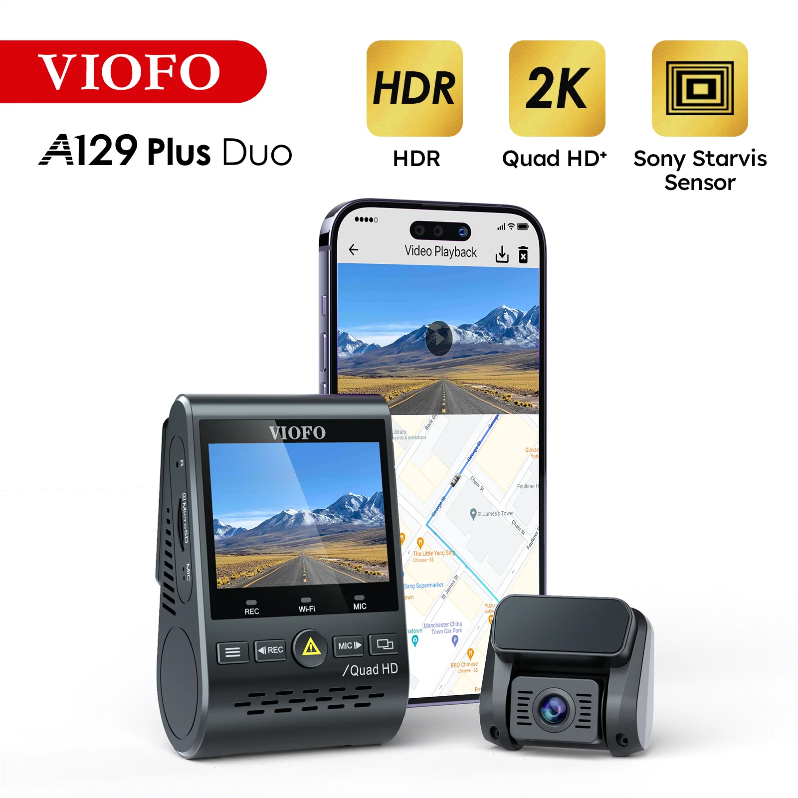 VIOFO A129 Plus Duo | Dashcam Front and Rear | 2K 1440P 60FPS + 1080P ...