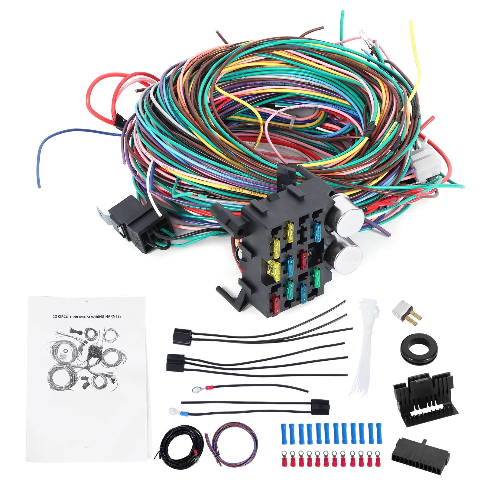 12 Circuits Wiring Harness Kit Long Wires Universal Accessories Fit for ...