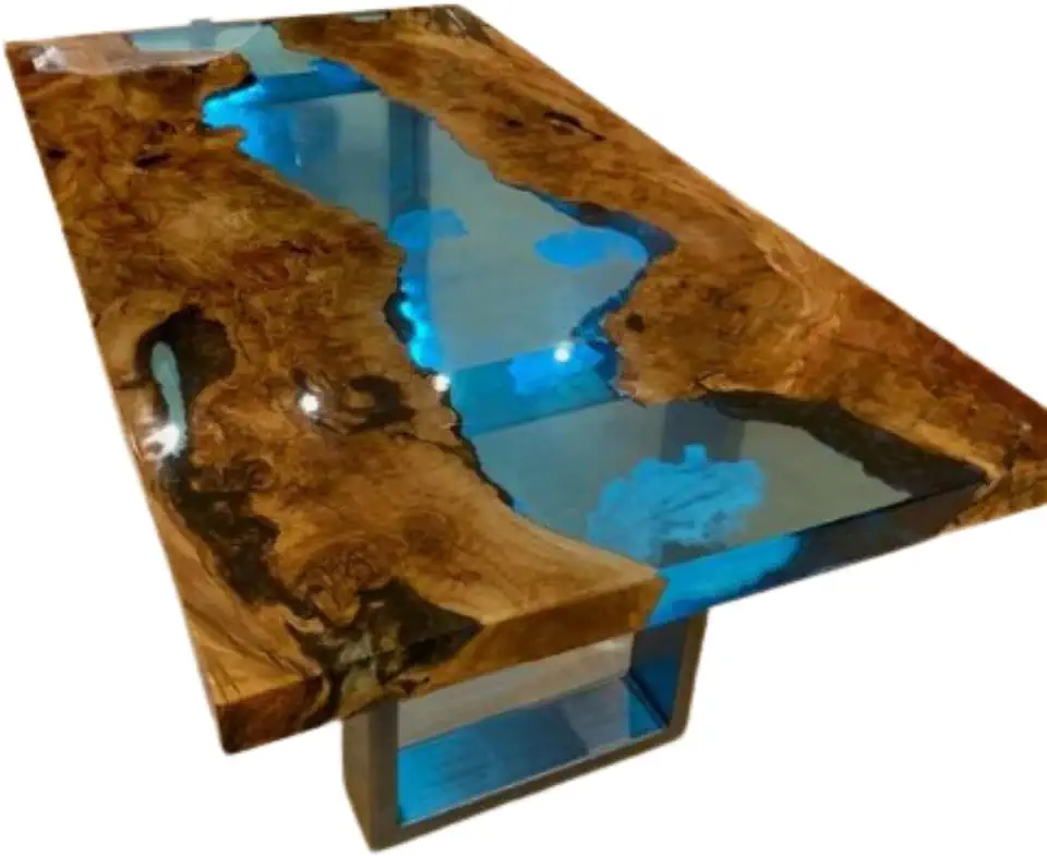 Live Edge Coffee High End Table, Custom Large Wood Table, Epoxy Resin ...
