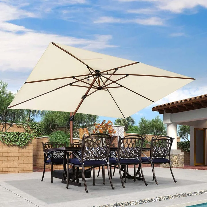 PURPLE LEAF 10 x 13ft Rectangle Wood Pattern Patio Cantilever Umbrella ...