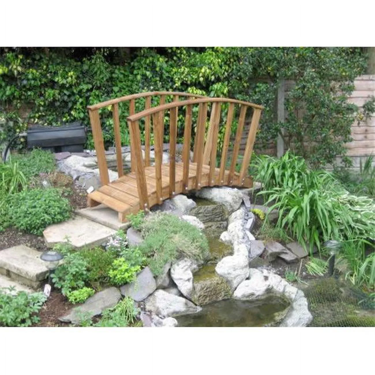 6 ft. Monets Red Cedar Bridge with Curved Wisteria Canopy - Overstock Texas