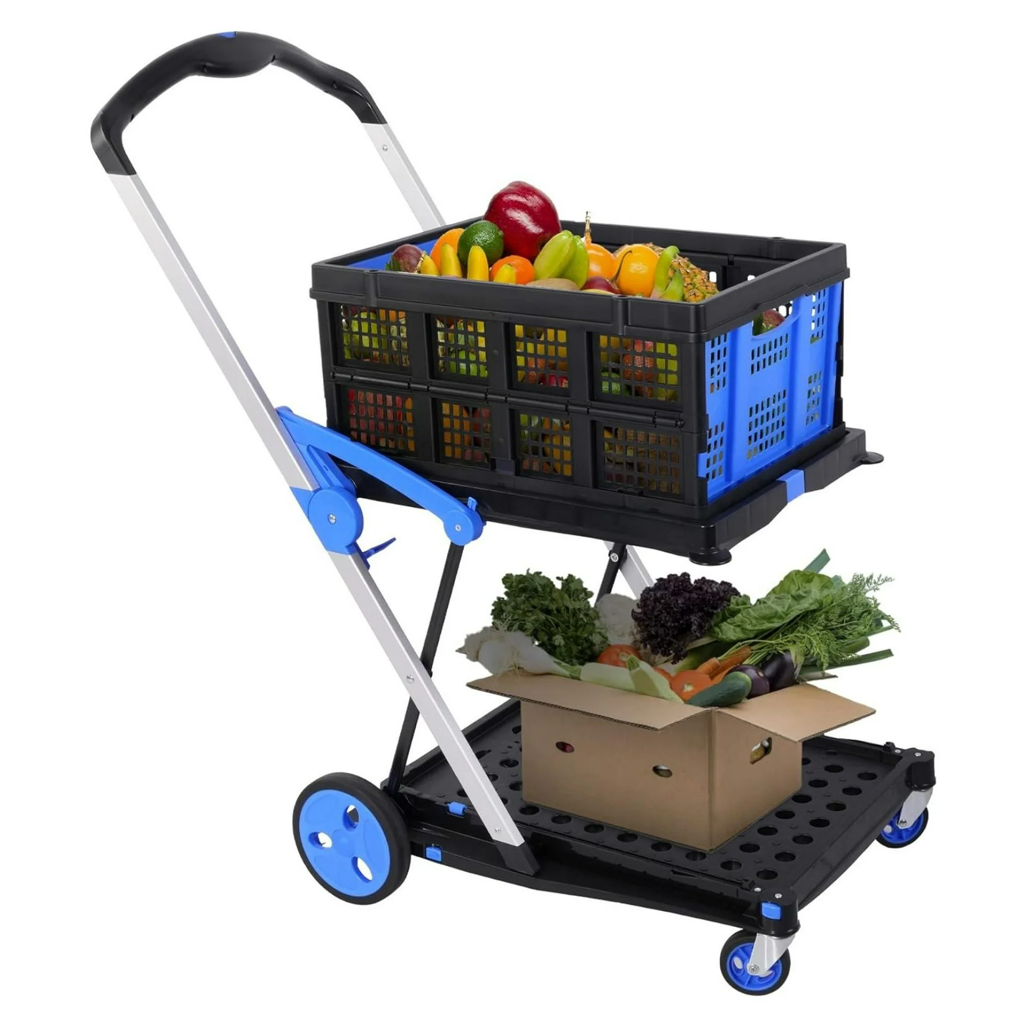 LeCeleBee Multi-Functional Collapsible Carts - 2-Tier Foldable Trolley ...