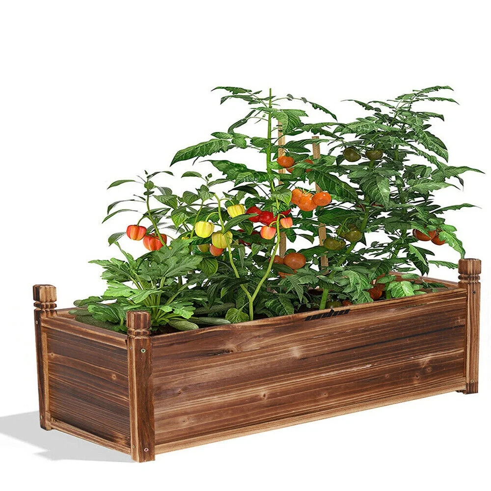 Raised Planter Trough Wood Garden Vegetables Raised Box Outdoor - Texas ...
