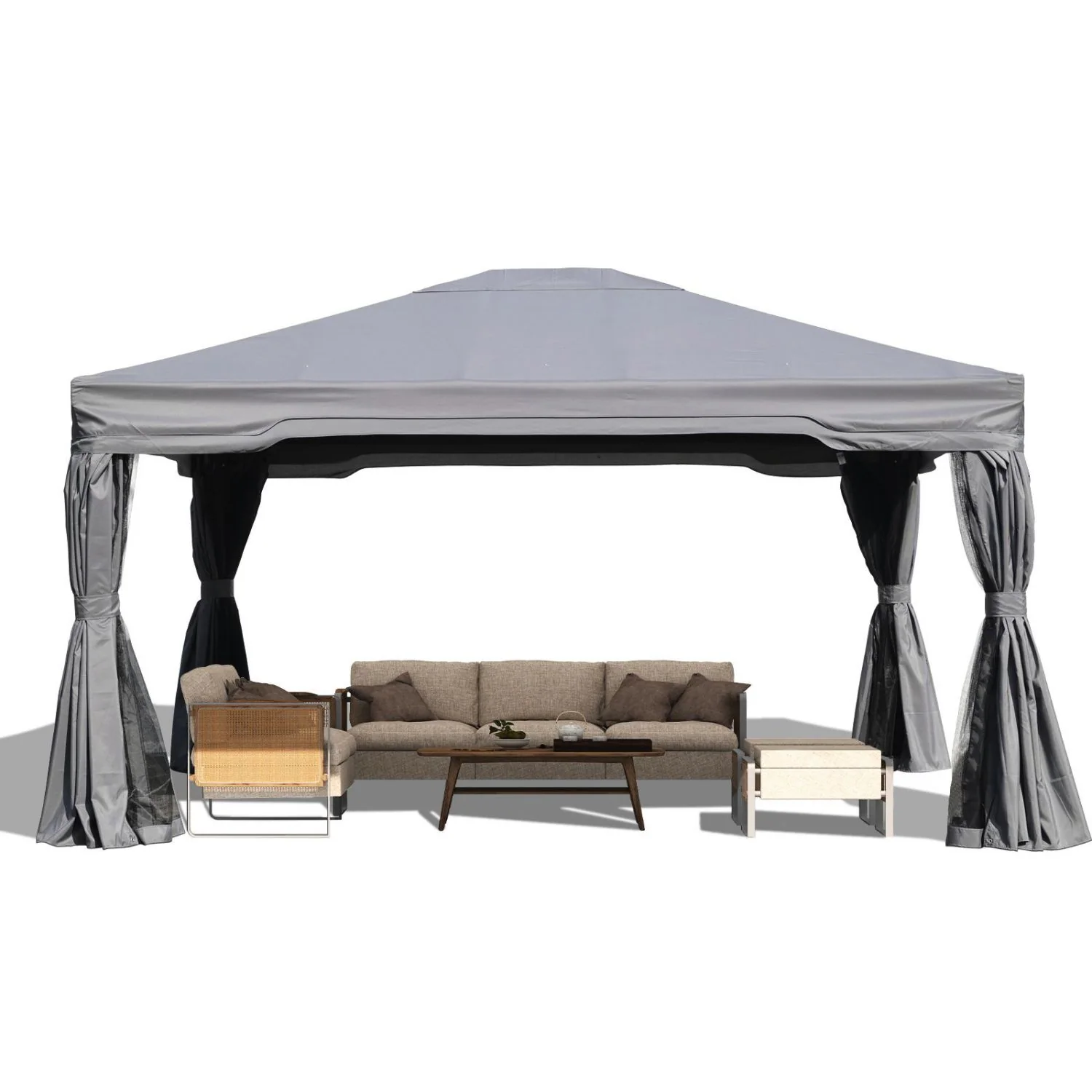 Aoodor Outdoor Gazebo Tent Canopy Shelter, Aluminum Frame with Privacy ...