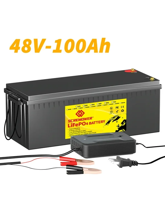 LiFePO4 Battery 48V 100AH,150A BMS RV Golf Cart Trolling Motor Camper Lithium Ion Batteries ...
