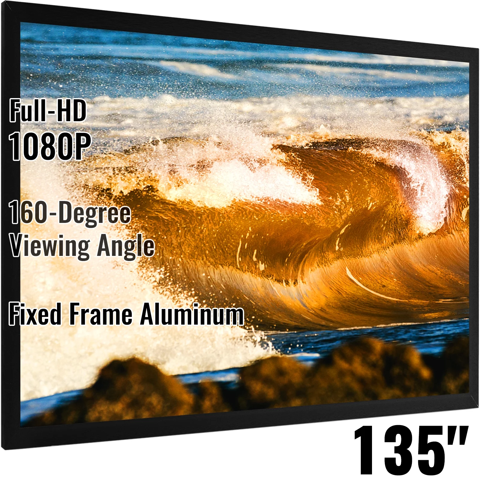 BENTISM Projector Screen Fixed Frame Big 130" 3D Diagonal 16:9 16:9 HD ...