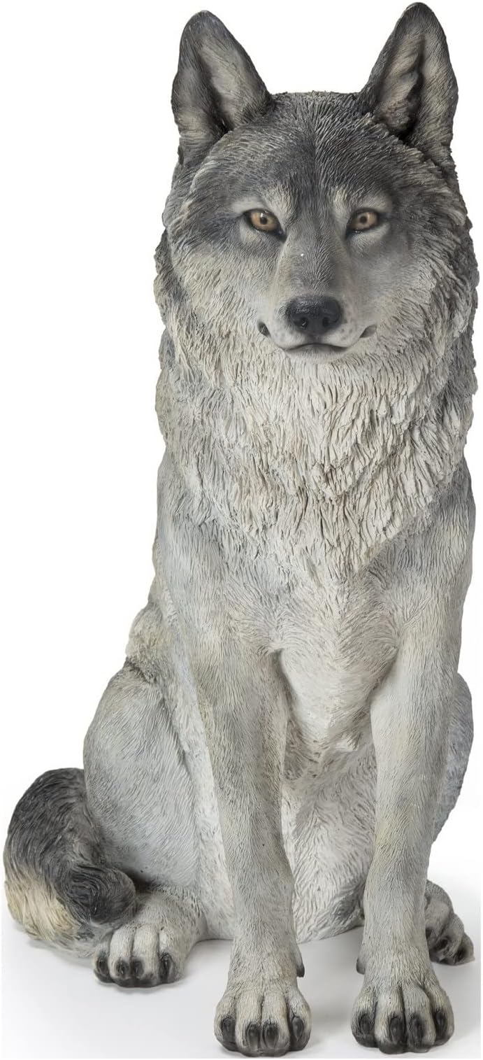 Hi-Line Gift Ltd. Sitting Grey Wolf Statue - Texas Outlet