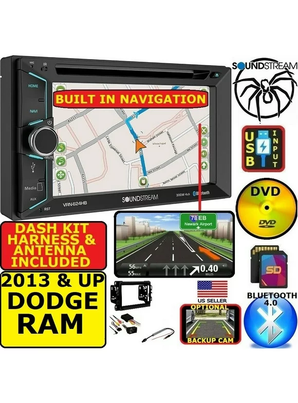 2013-2019 RAM JEEP CHRYSLER DVD/CD/USB TOUCHSCREEN BLUETOOTH DOUBLE DIN ...