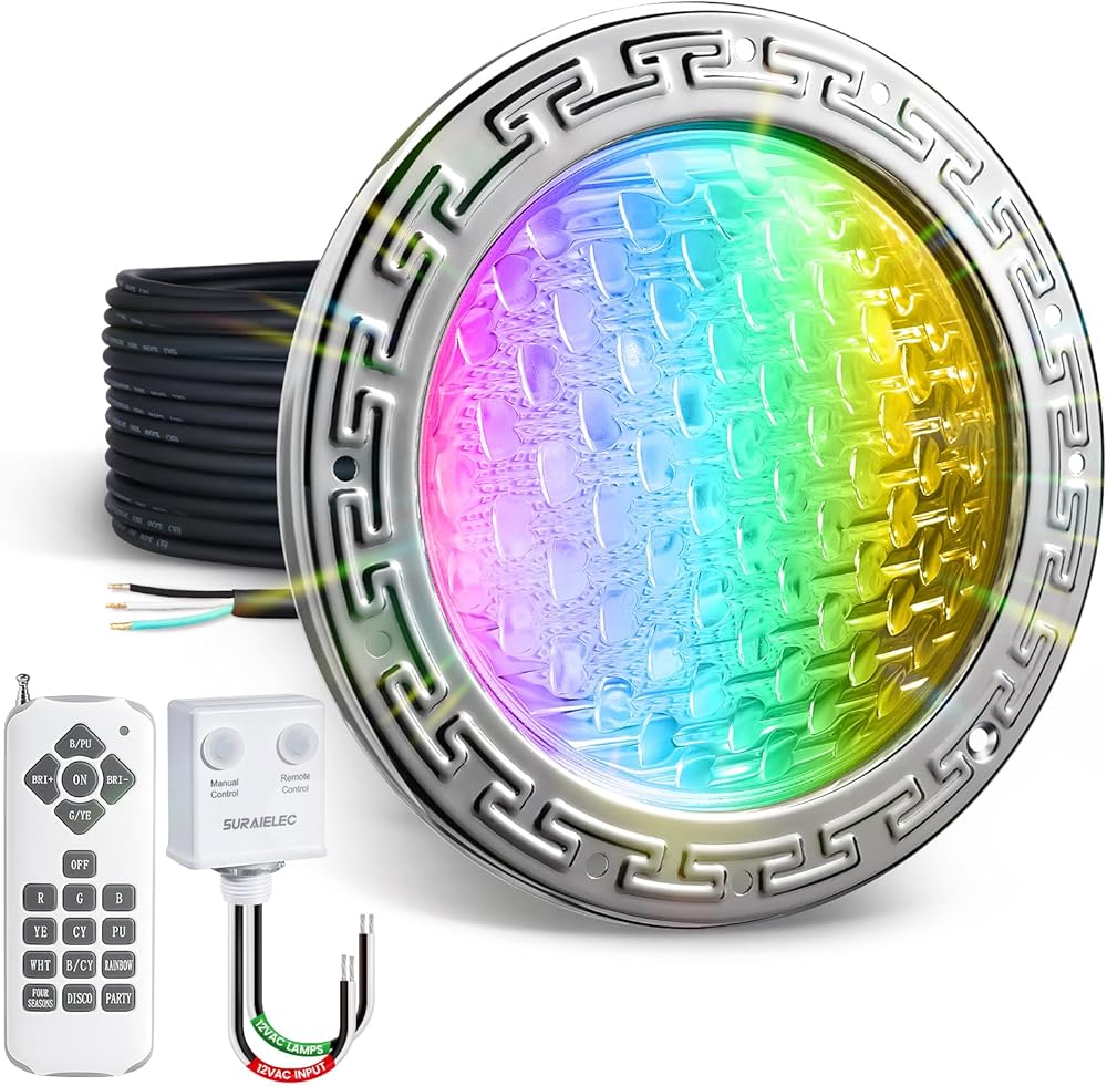 SURAIELEC LED Pool Lights for Inground Pool, 12V RGB Pool Light Fixture ...