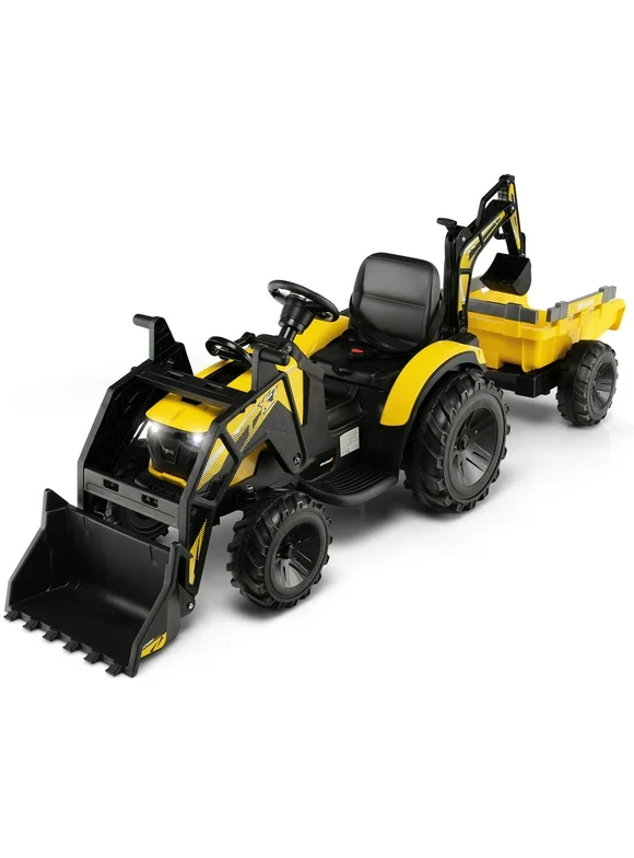 Infans 3-in-1 Kids Ride On Excavator Bulldozer 12V Electric Tractor ...