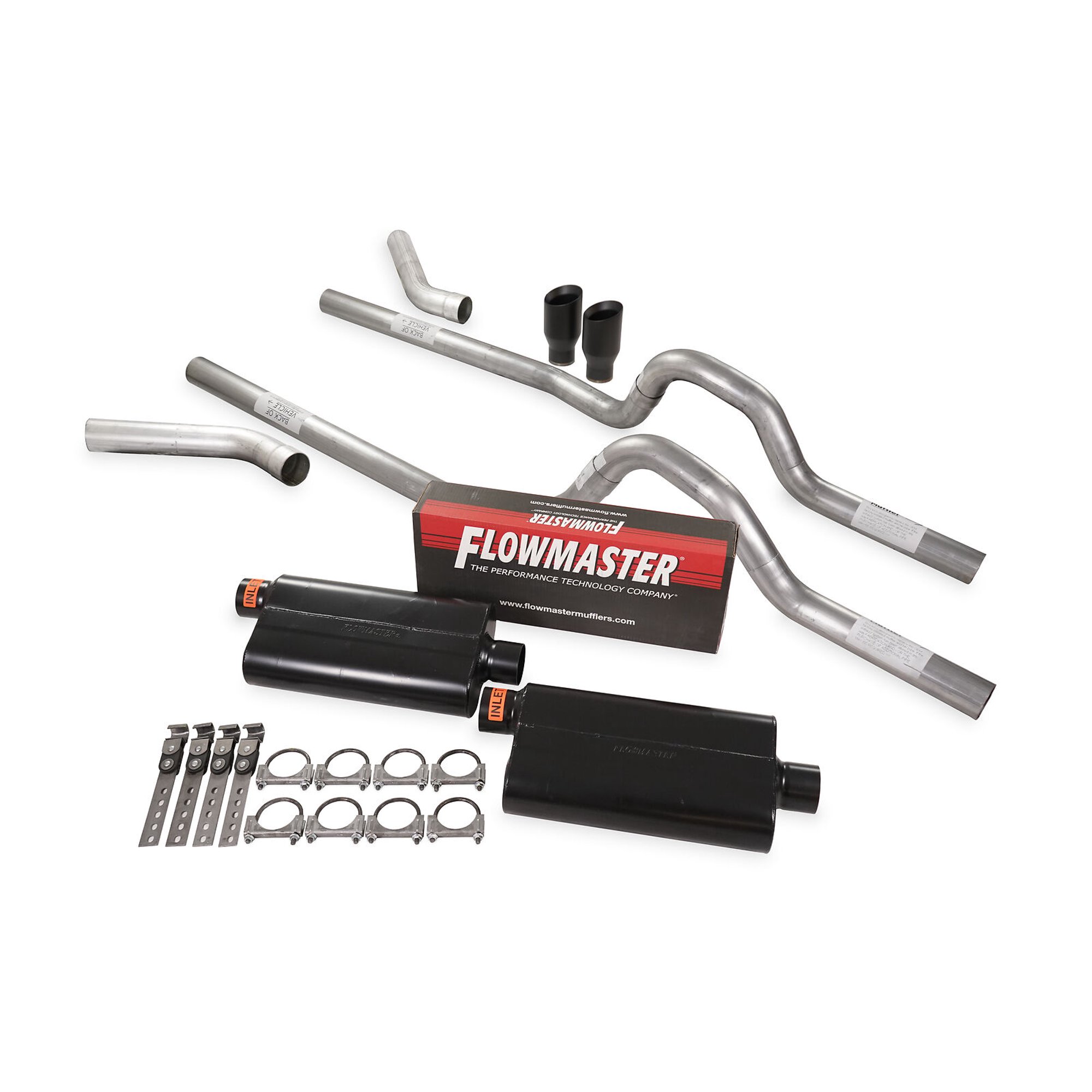 Dual Exhaust Kit 3" Flowmaster 50 Series Corner Exit BDW Tip 73-79 Ford ...