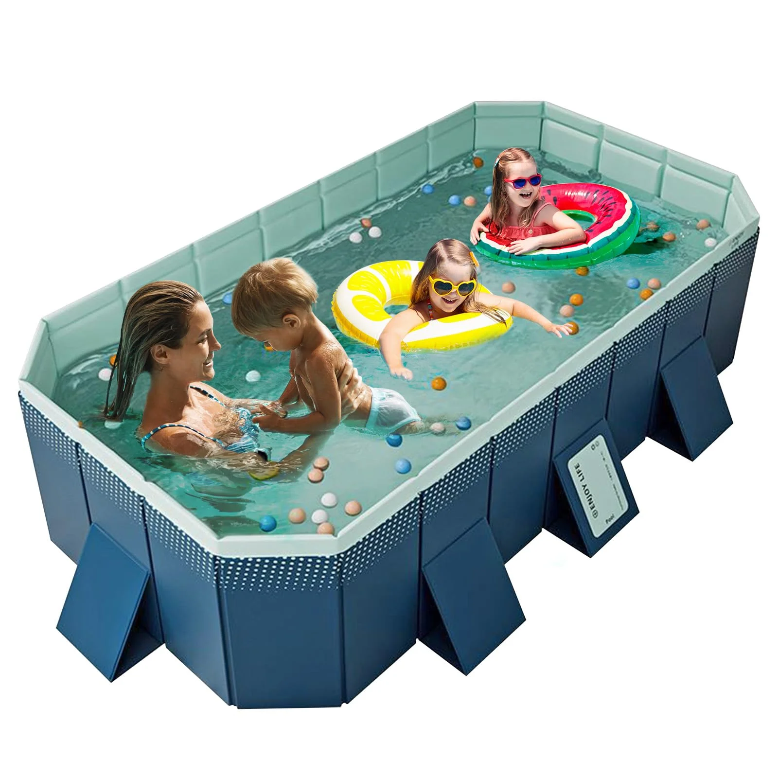 Foldable Swimming Pool, Hard Plastic Shell Rectangular Foldable Pools ...